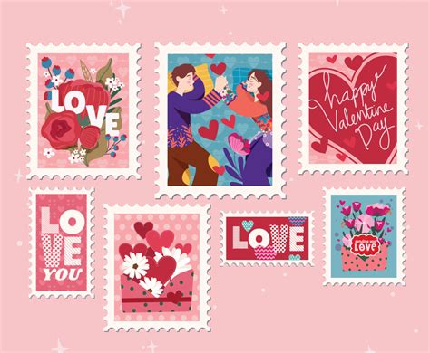 Valentine Stamp Sticker Template Vector Art And Graphics