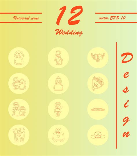 현대 선 스타일 벡터에서 웨딩 아이콘 세트 Eps Ai Uidownload