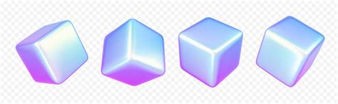 Holographic 3d Cube Shape Isolated Abstract Vector Image