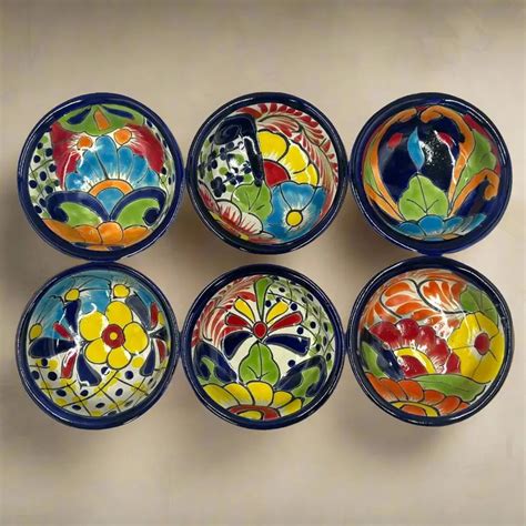 Talavera Salsa Bowl Hand Painted Mexican Ceramic Sauce Dish Setof2