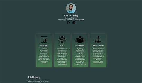 Github Ericcarey Online Resume Created With Codesandbox