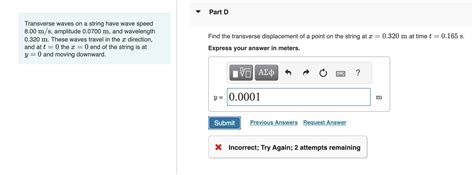 solved find the transverse displacement of a point on the