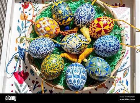 A Vibrant Collection Of Easter Eggs Showcases Traditional Ukrainian