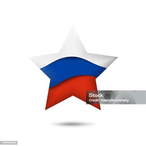 별 모양의 러시아 국기 아이콘 바람에 손을 흔들며 러시아의 추상적인 흔들리는 깃발 러시아어 삼색 종이 컷 스타일 벡터 기호 아이콘 버튼 12에 대한 스톡 벡터 아트 및 기타