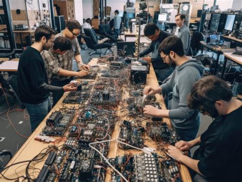 Engineers Working On Aipowered Machine Learning Project Stock