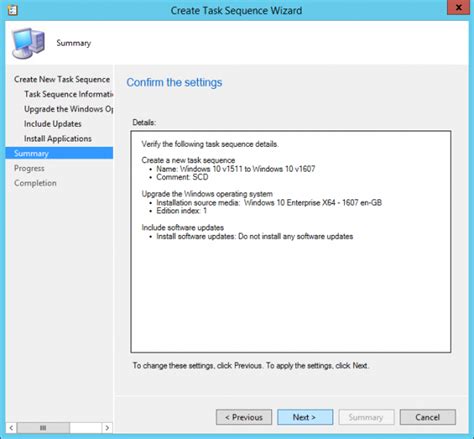 upgrade windows 10 using sccm task sequence