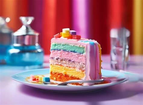 Premium Ai Image Lgbt Cake Slice Generative Ai Rainbow Colors As Tops