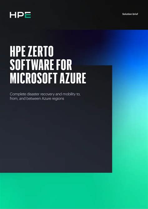 Hpe Zerto Software For Microsoft Azure