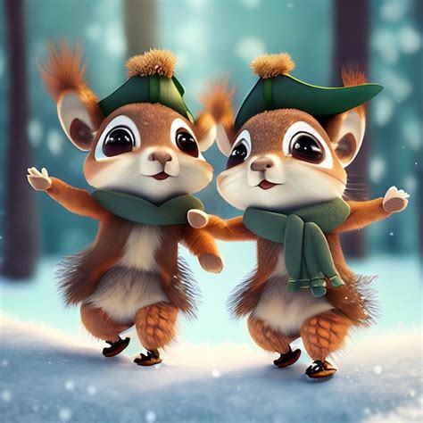 Premium Ai Image Two Cute Squirrels Dancing