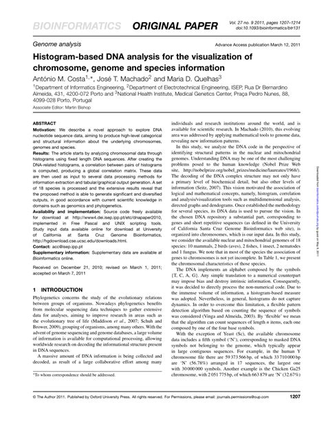 pdf histogram based dna analysis for the visualization of chromosome