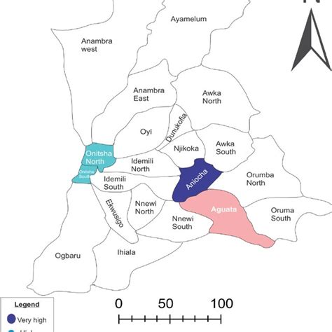 Map Of Anambra State Nigeria Showing 21 Local Government Areas