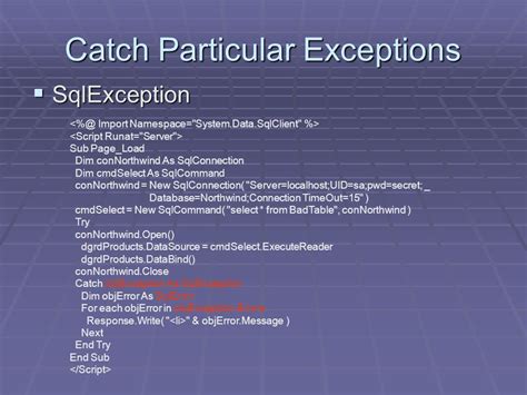 Application Tracing And Error Handling Catching Exceptions With Try