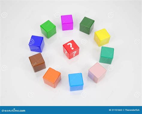 Red Cube In Center Of Colored Cubes Stock Illustration Illustration Of Goal Concept 31151663
