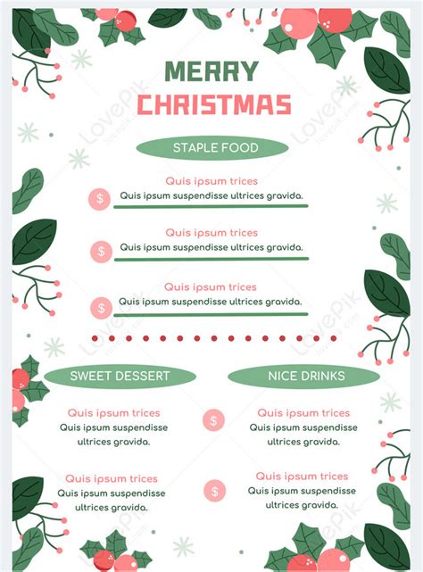 크리스마스 파티 메뉴 전단지 이미지 사진 466860550 무료 다운로드