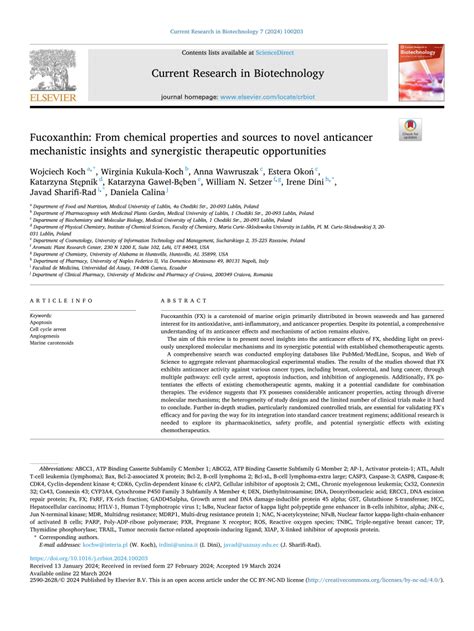 Pdf Fucoxanthin From Chemical Properties And Sources To Novel