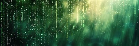 Green Binary Code Data Stream On Digital Technology Background