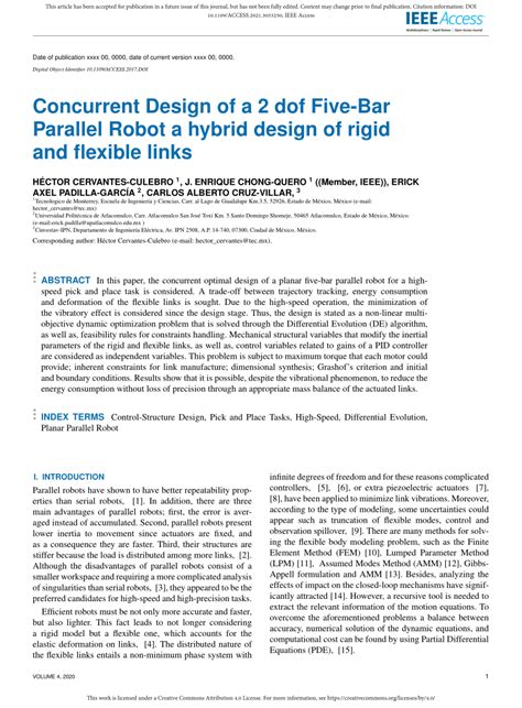 Pdf Concurrent Design Of A 2 Dof Five Bar Parallel Robot A Hybrid