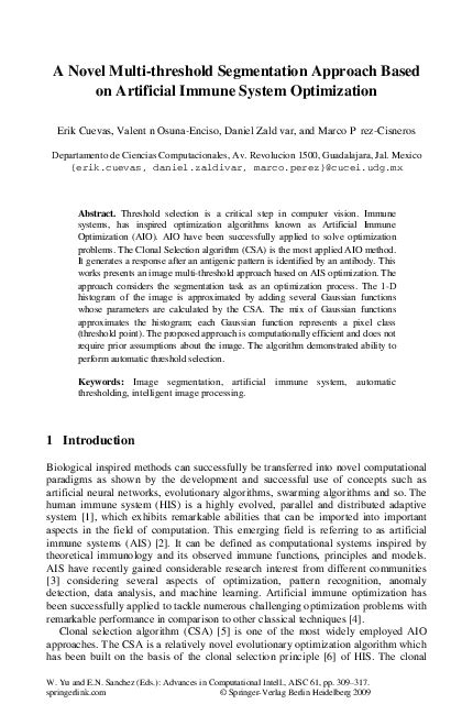 pdf a novel multi threshold segmentation approach based on artificial