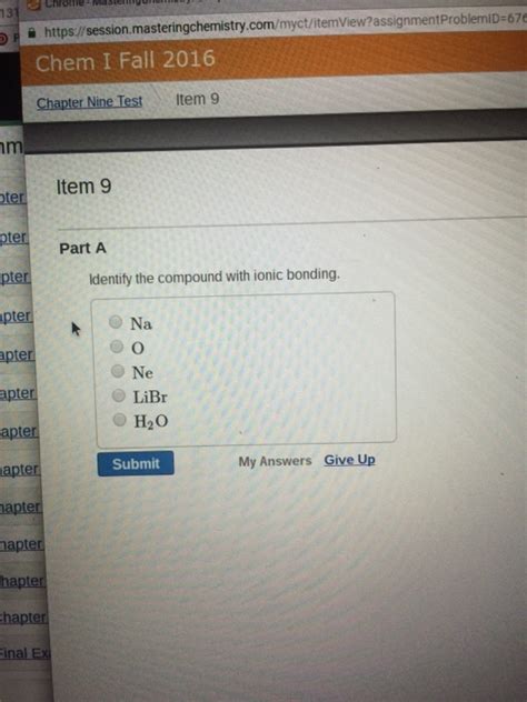 Solved Identify The Compound With Ionic Bonding Na O Ne Chegg