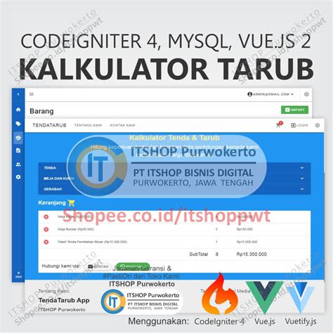 Jual Source Code Aplikasi Web Kalkulator Harga Tenda Tarub Codeigniter Shopee Indonesia