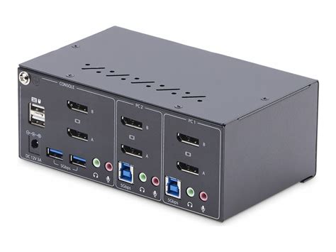 StarTech Port Dual Monitor DisplayPort KVM Switch K Hz X USB Gbps Hub Ports X USB
