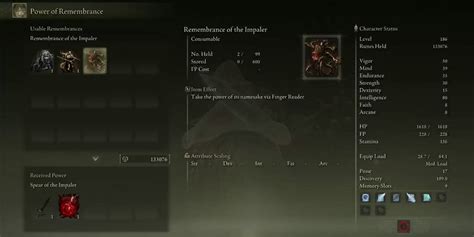 What To Do With Remembrance Of The Impaler In Shadow Of The Erdtree