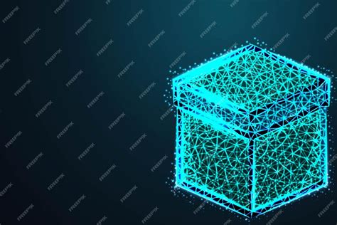 free vector wireframe mesh polygonal element cube with connected