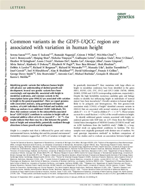Pdf Rare And Low Frequency Coding Variants Alter Human Adult Height