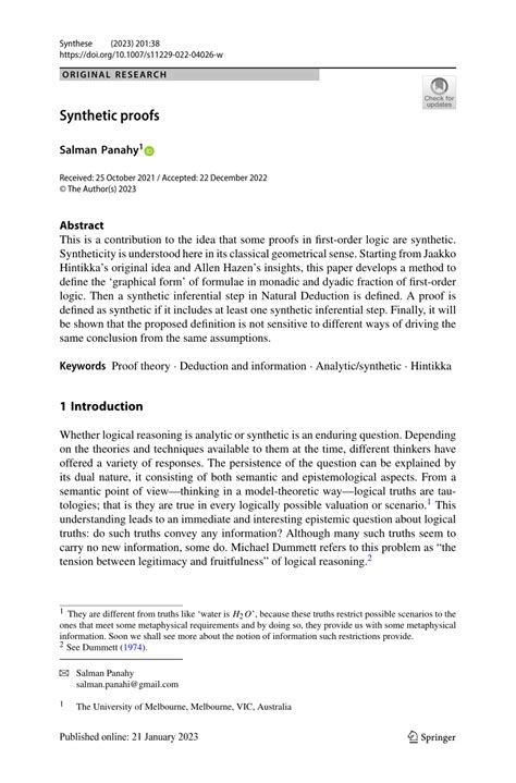 Pdf Synthetic Proofs