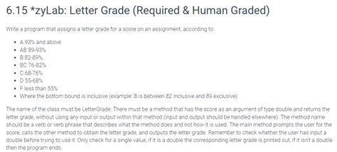 Solved 615 Zylab Letter Grade Required And Human Graded