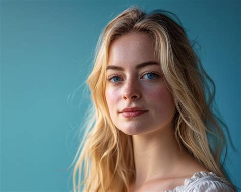 Premium Photo A Beautiful Blonde Woman With Long Hair And Blue Eyes