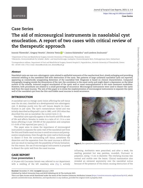 Pdf The Aid Of Microsurgical Instruments In Nasolabial Cyst