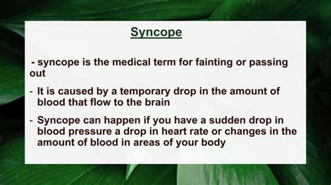 Syncope Definition Types Causes Treatment Pptx