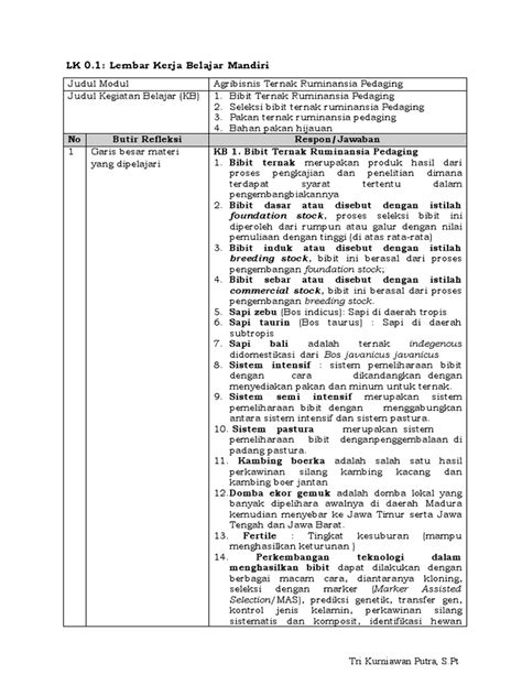 Lk Modul 1 Pro Agribisnis Ternak Ruminansia Pedaging Pdf