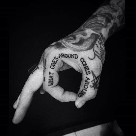 Hand Tattoos What Goes Around Comes Around Finger Tattoos For Men