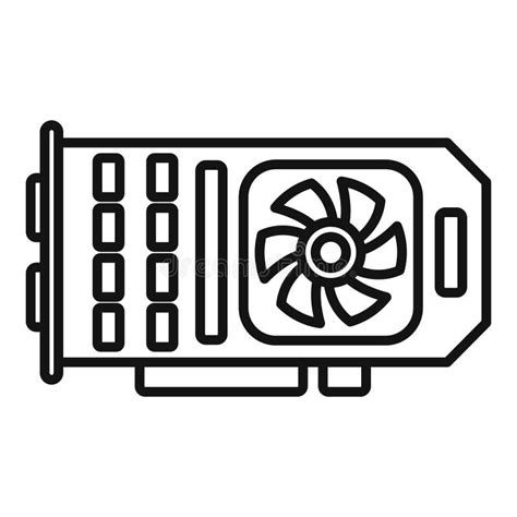 Gpu Display Icon Outline Vector Computer Video Stock Illustration