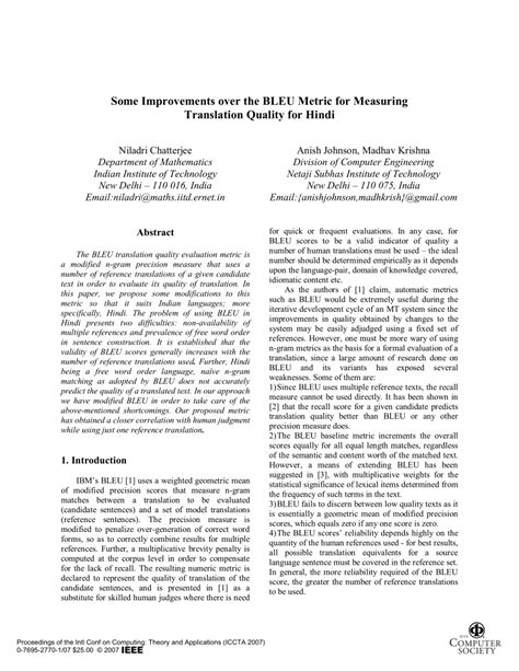 Pdf Towards Development Of A Suitable Evaluation Metric For English