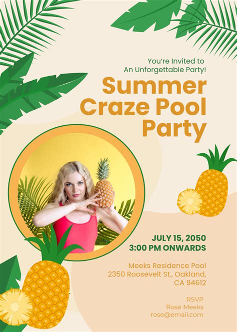 Free Summer Party Invitation Templates Editable And Printable