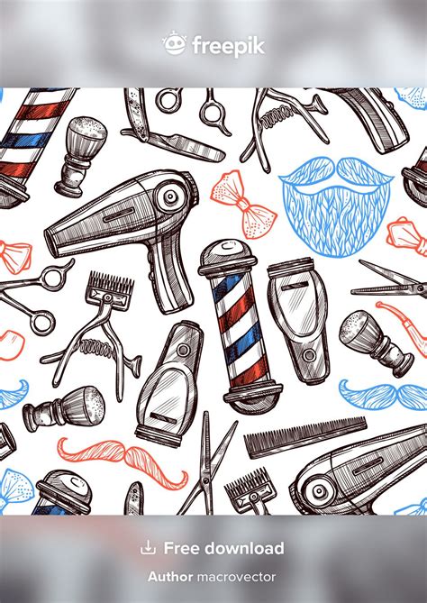 Barber Shop Doodle Seamless Pattern