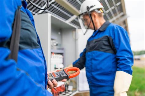 Dos Ingenieros De Servicio O Electricistas Trabajando En El Control Del Sitio Del Transformador
