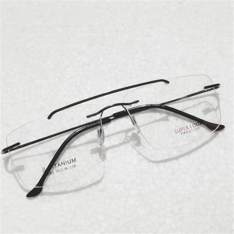 Grey Large Rectangle Rimless Glasses Frameless Specs For Single Vison