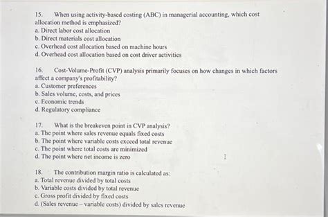 Solved 15 When Using Activity Based Costing Abc In