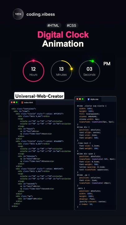 digitalclock animation html css himsingh coding webdesign
