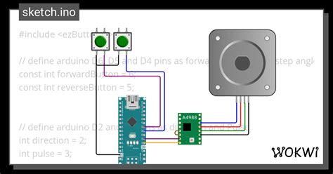 Arduino Stepper Motor Direction Control Using Push Button Copy Wokwi ESP32 STM32 Arduino