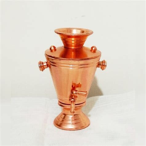 خرید و قیمت سماور مسی مینیاتوری کوچک برنجی روکش مس ارتفاع 8 سانتی متر