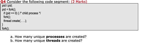 solved 94 consider the following code segment 2 marks pid