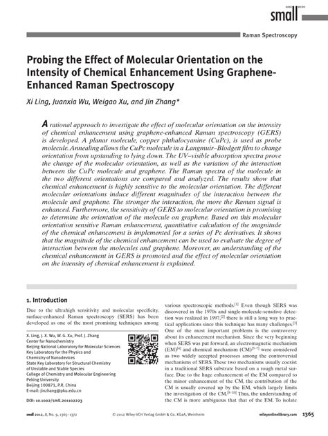 Pdf Probing The Effect Of Molecular Orientation On The Intensity Of Chemical Enhancement Using