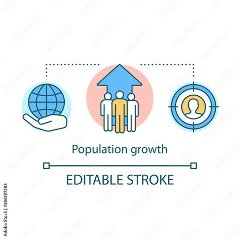 World Human Population Growth Concept Icon Overpopulation Idea Thin Line Illustration