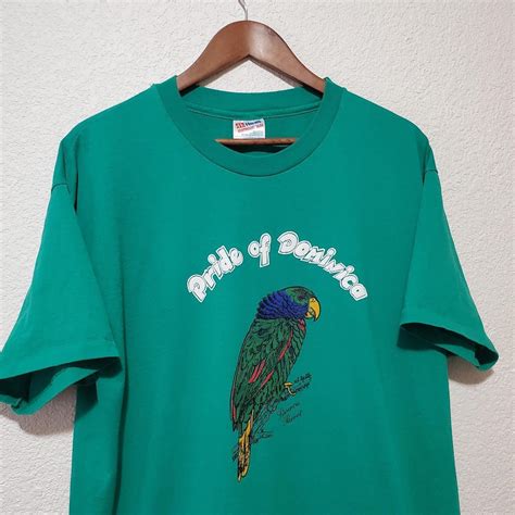 Mens Vintage 90s Mint Green Parrot Wildlife Tee Depop