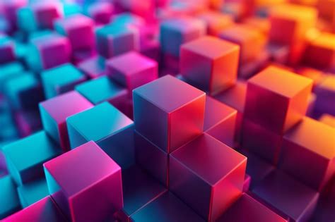 Minimalist Isometric Design Featuring Floating Cubes In A Gradient Of